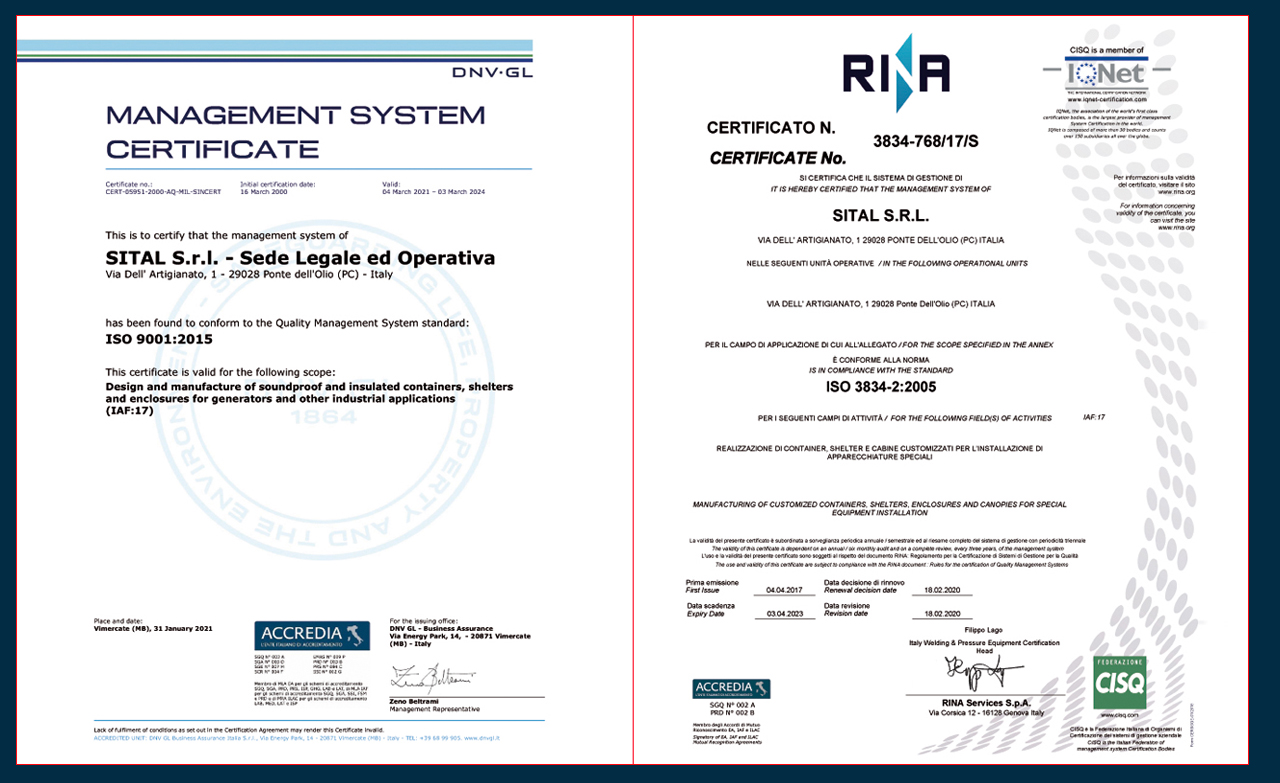 SISTEMA QUALITÀ ED ALTRI STANDARD DI RIFERIMENTO - Sital SRL
